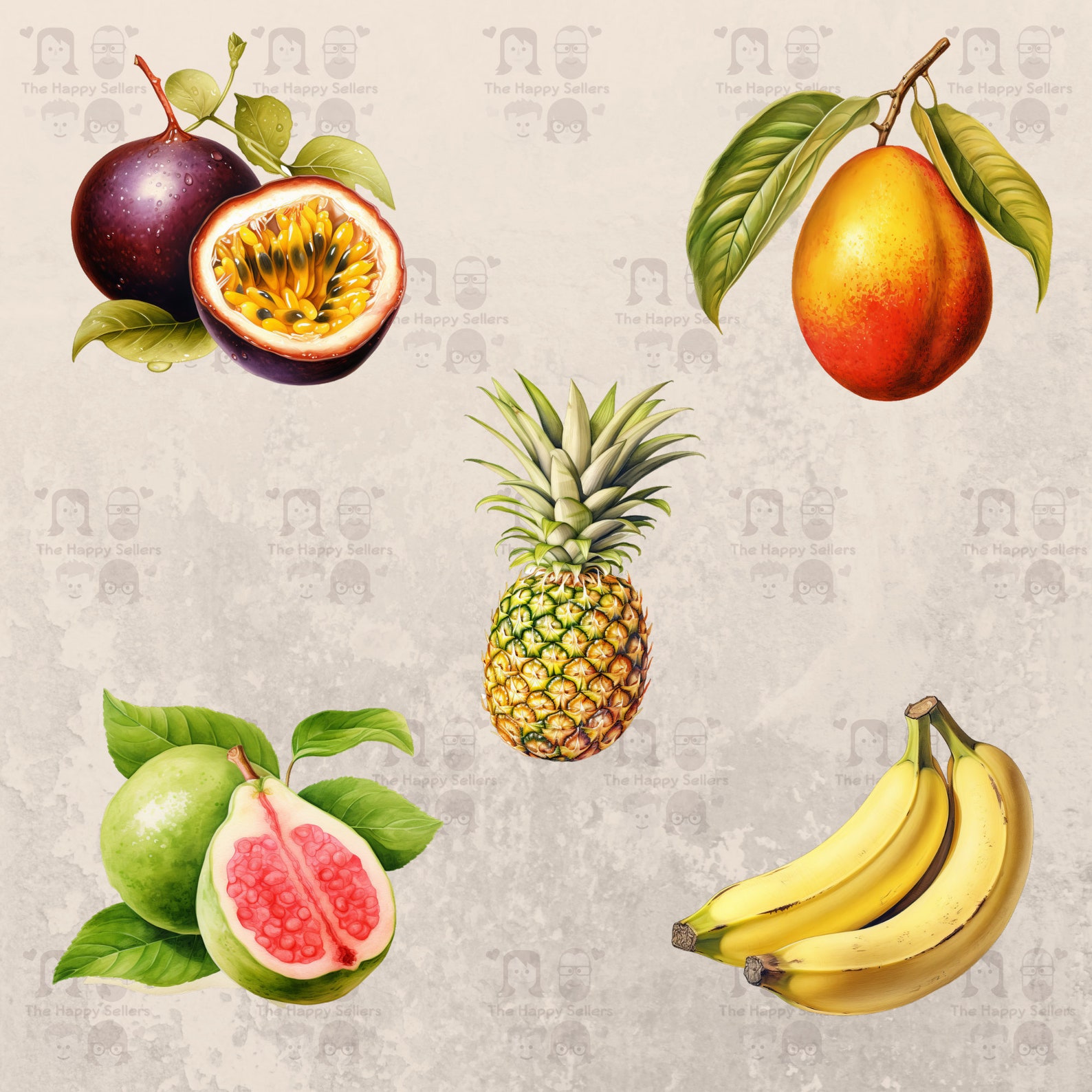 10 Tropical Fruits Clipart Pack INSTANT DOWNLOAD 10 Fruit Illustrations ...