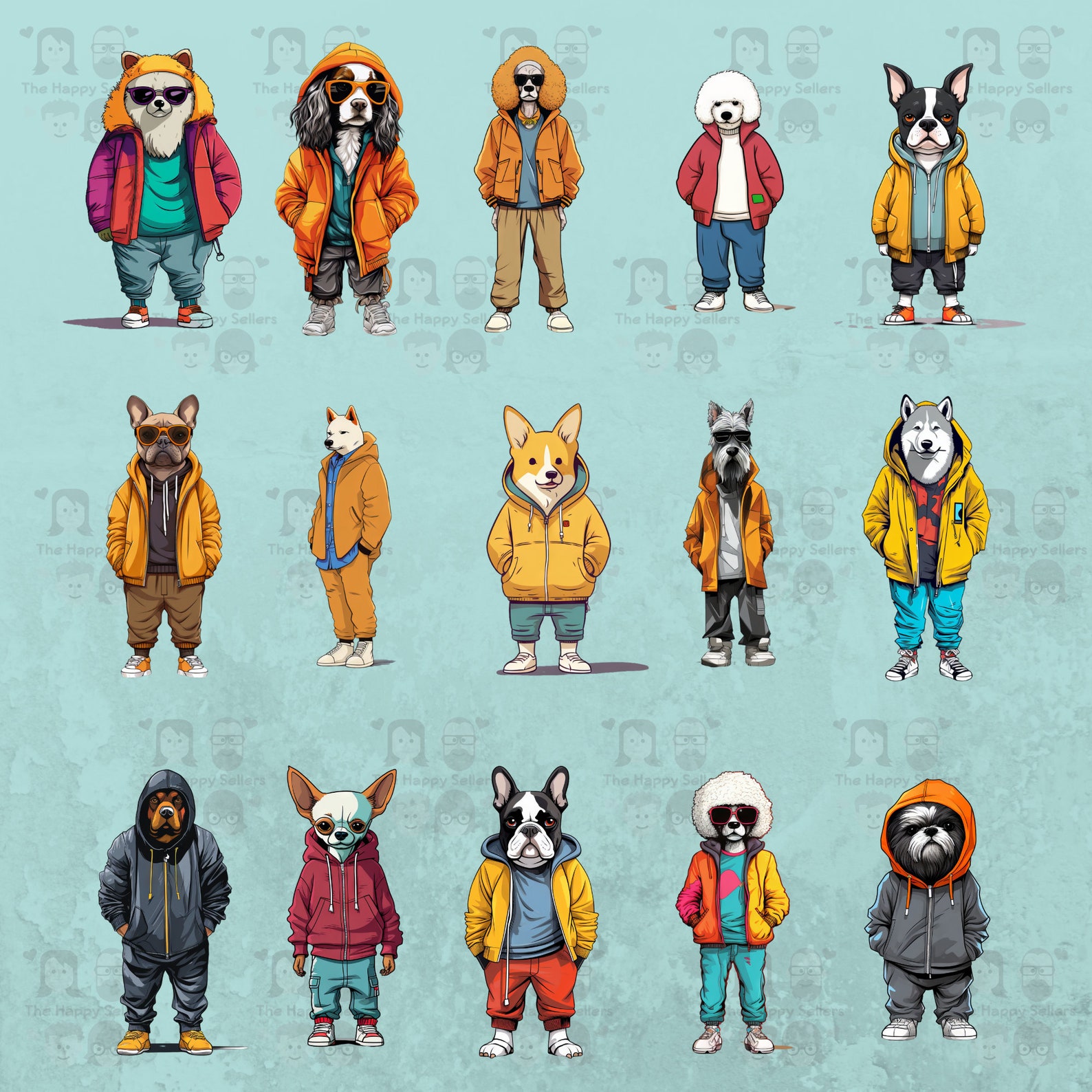 45 Cool Dogs Clipart Pack INSTANT DOWNLOAD 45 Adorable Illustrations of ...