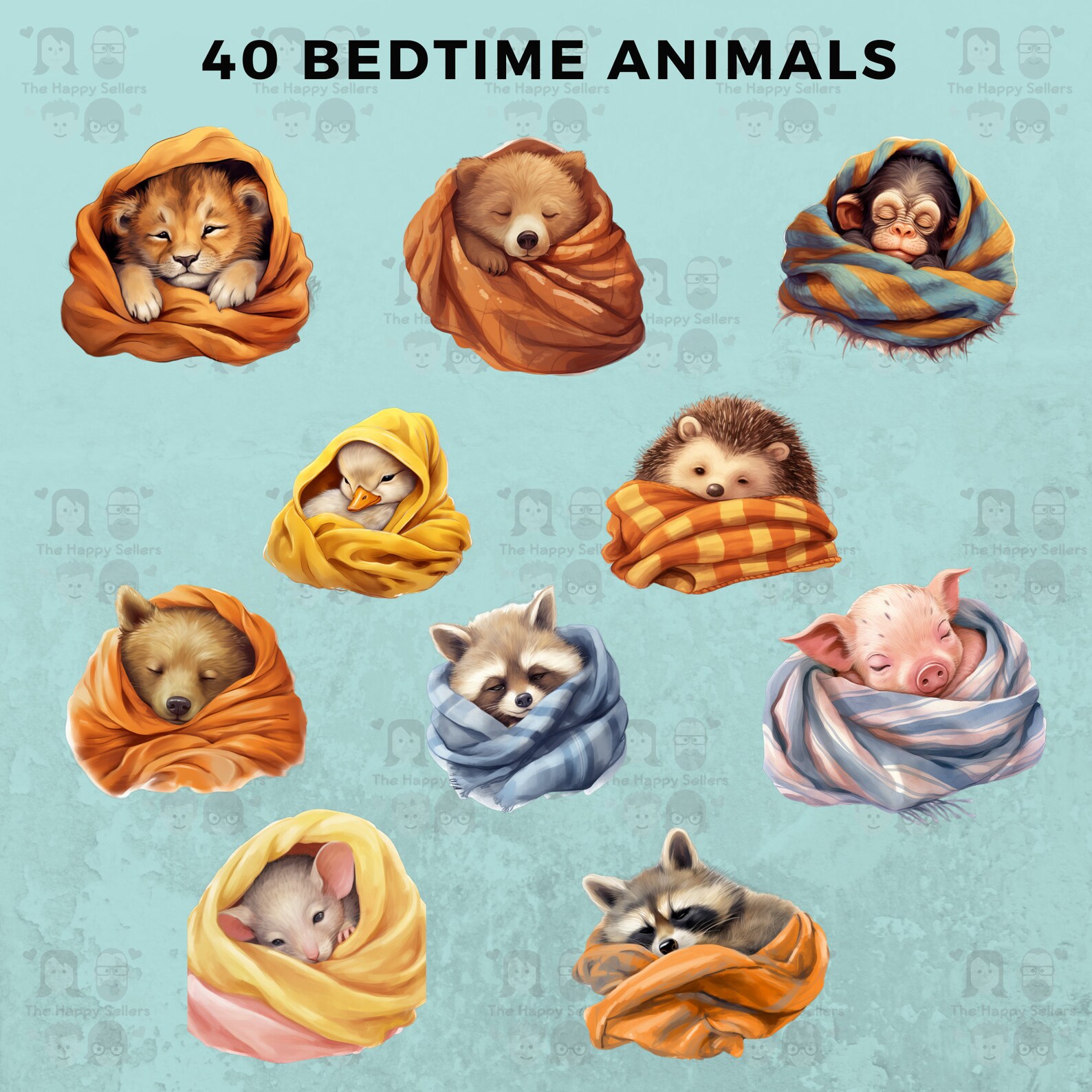 40 Bedtime Animals Clipart Pack INSTANT DOWNLOAD 40 Cozy Animal ...