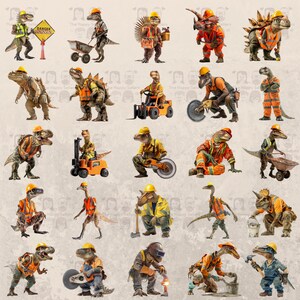 65 Construction Dinosaurs Clipart Pack INSTANT DOWNLOAD 65 Mighty Dino ...