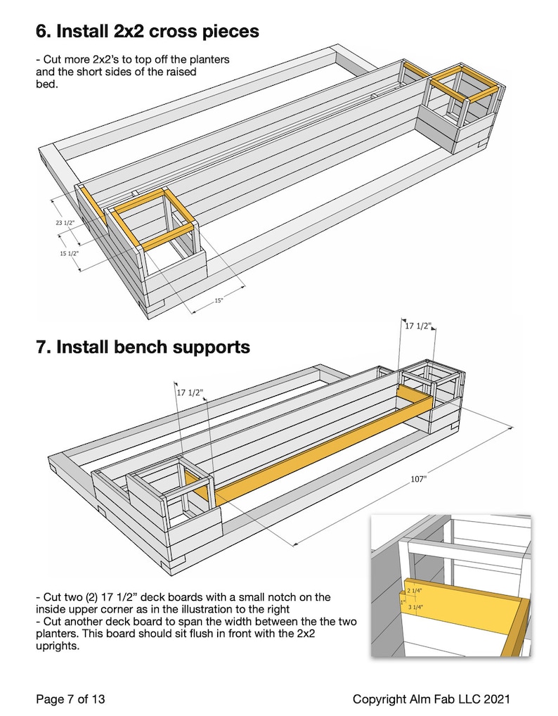 Digital Plans - Outdoor Planter Bench - Imperial and Metric - Etsy