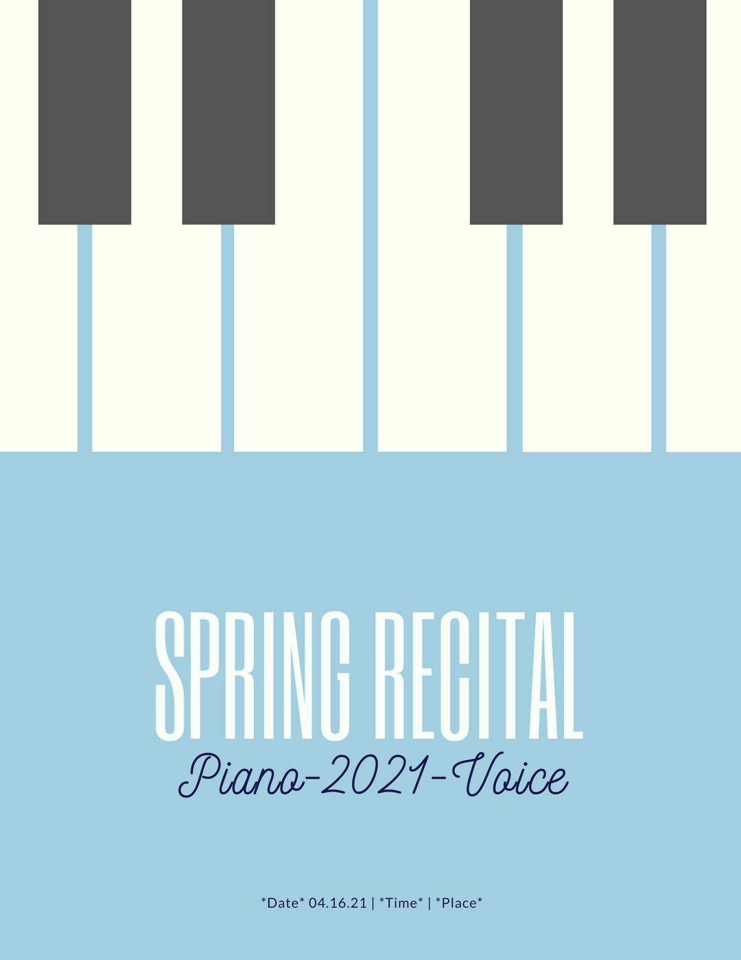 Spring Recital Piano Keys Program Template - Etsy