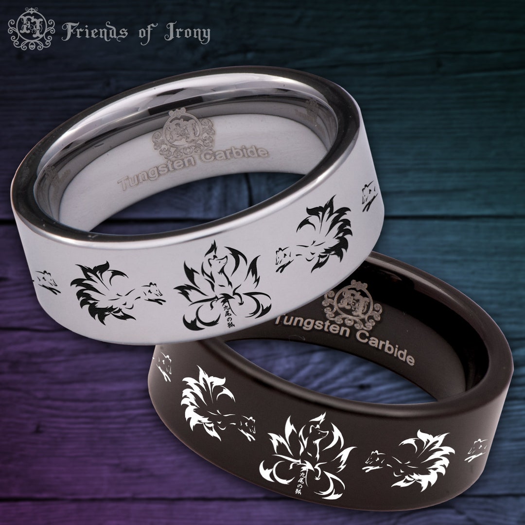 Fox Spirit Custom Personalize Laser Engrave Tungsten Wedding Band Ring ...