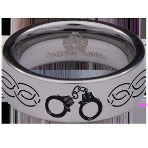 Handcuff Custom Personalize Laser Engrave Tungsten Wedding Band Ring - Etsy