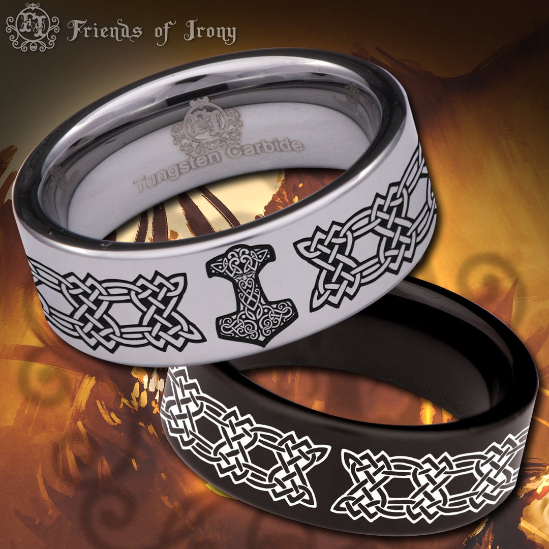 Mjolnir Custom Personalize Laser Engrave Tungsten Wedding Band Ring - Etsy