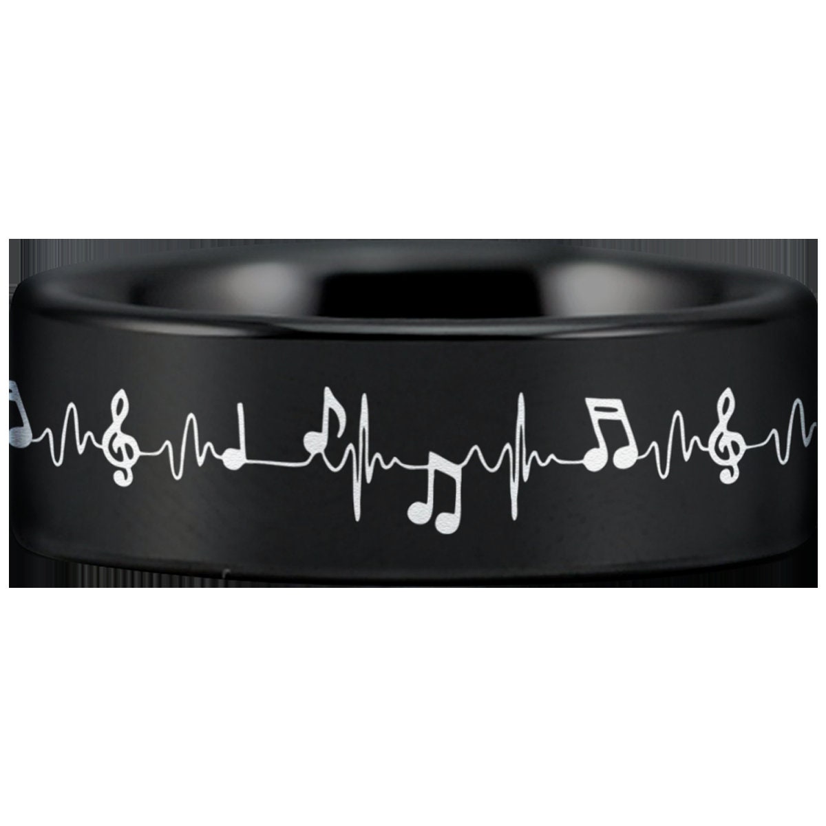 Music Lifeline Custom Personalize Laser Engrave Tungsten Wedding Band ...