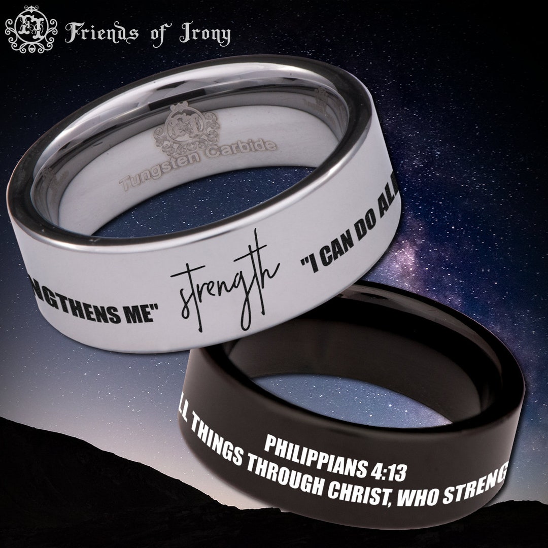 Philippians 4:13 Tungsten Carbide Wedding Band Ring - Etsy