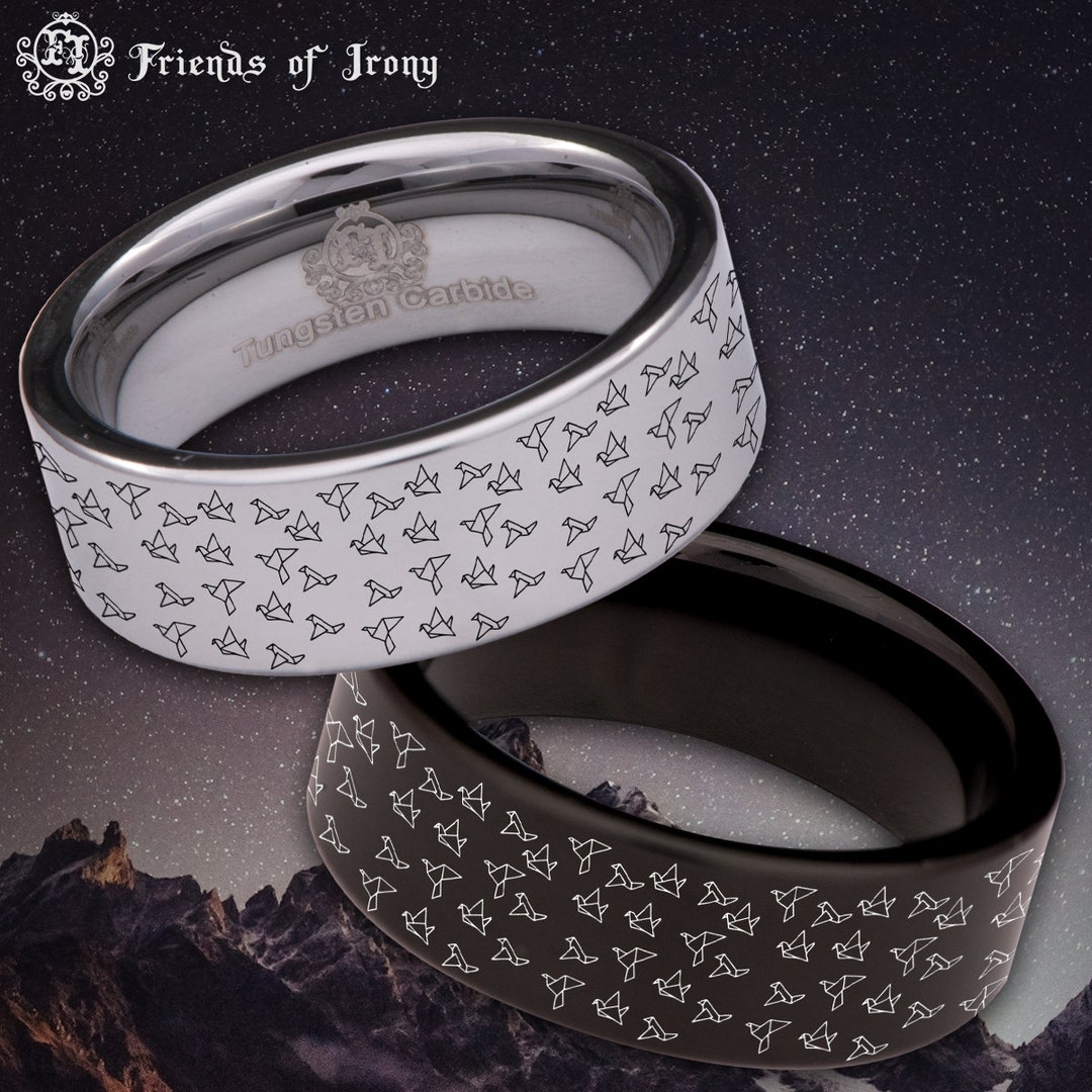Origami Custom Personalize Laser Engrave Tungsten Wedding Band Ring - Etsy
