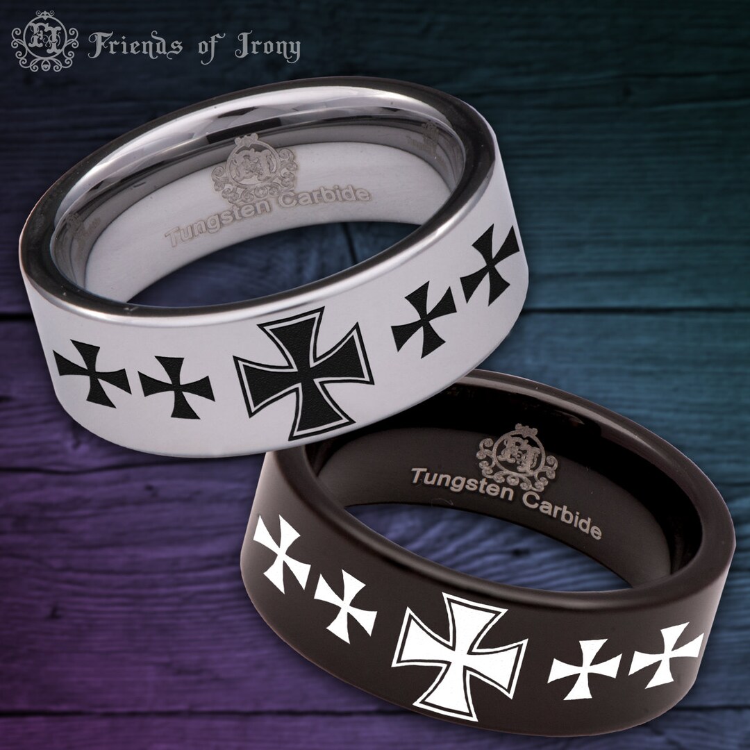 Iron Cross Custom Personalize Laser Engrave Tungsten Wedding Band Ring ...