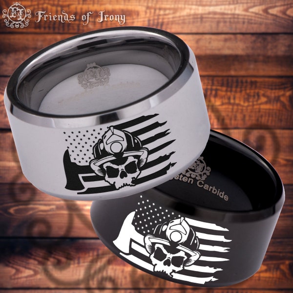 Firefighter Wedding Ring - Etsy