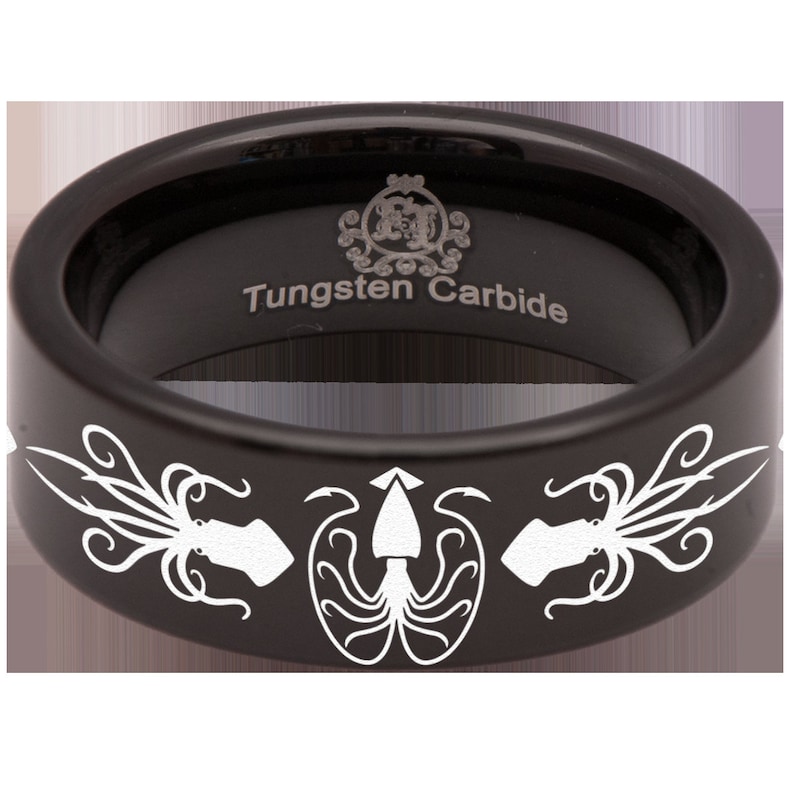 Squid Custom Personalize Laser Engrave Tungsten Wedding Band Ring - Etsy