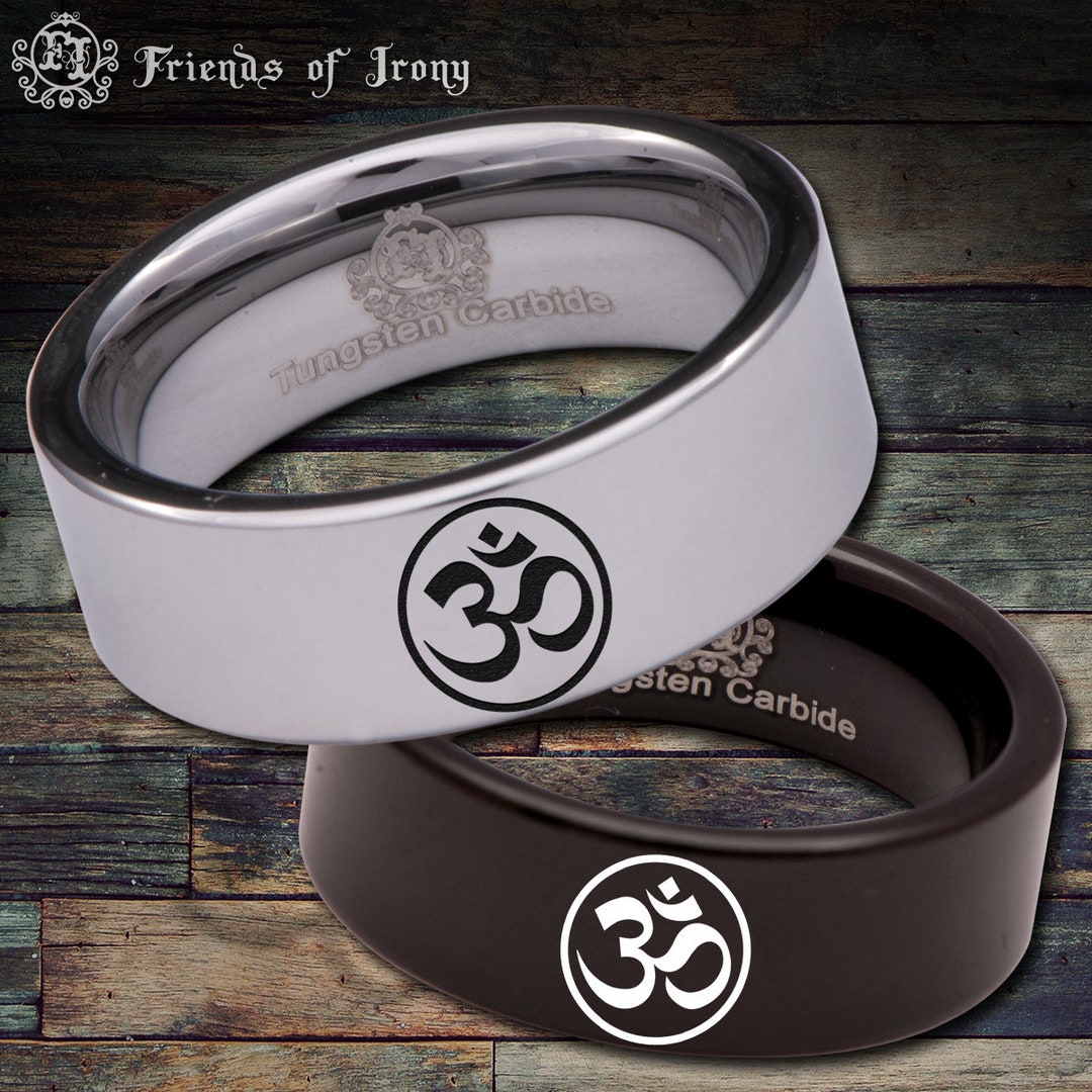 Aum Buddhist Custom Personalize Laser Engrave Tungsten Wedding Band ...