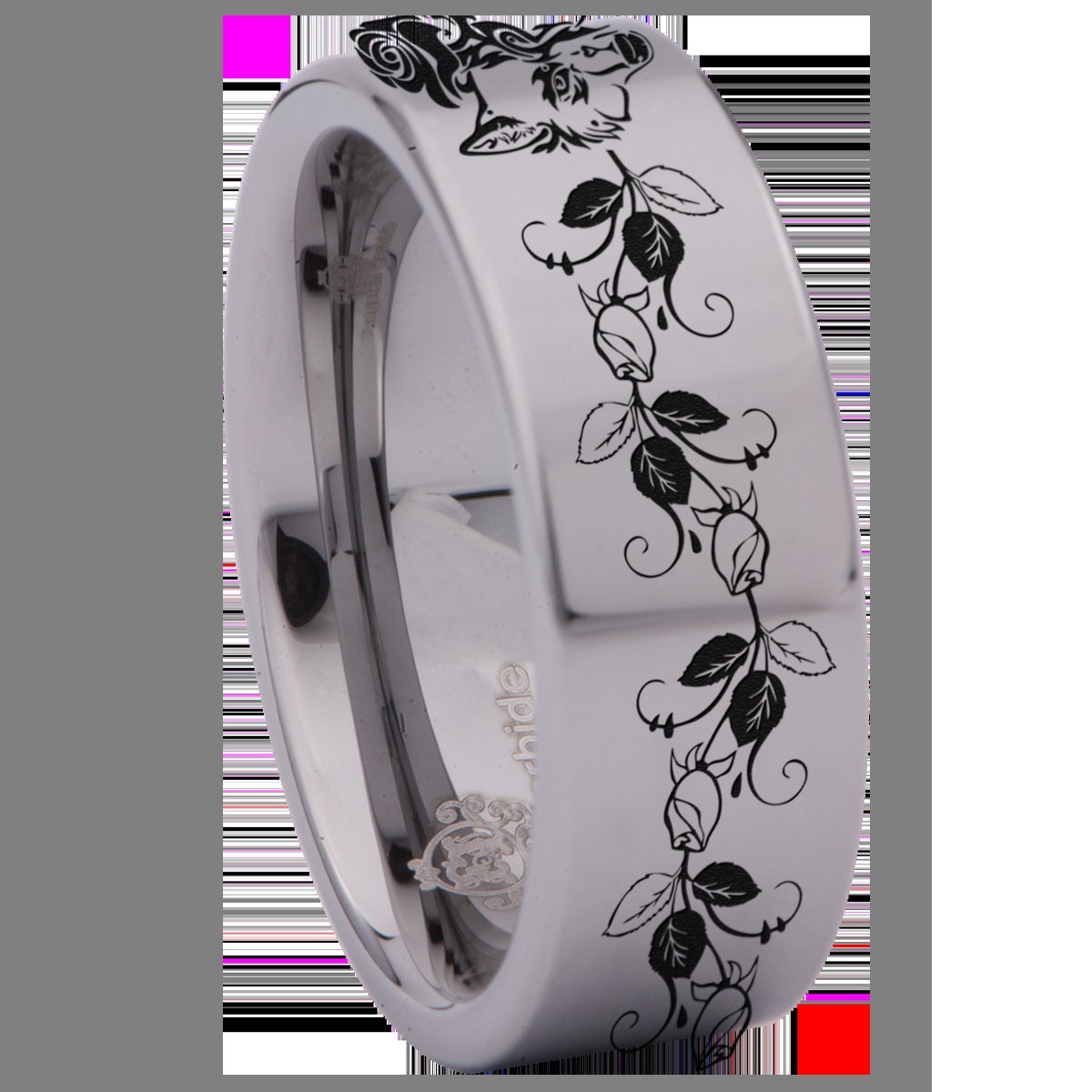 Wolf and Rose Tungsten Carbide Ring - Etsy