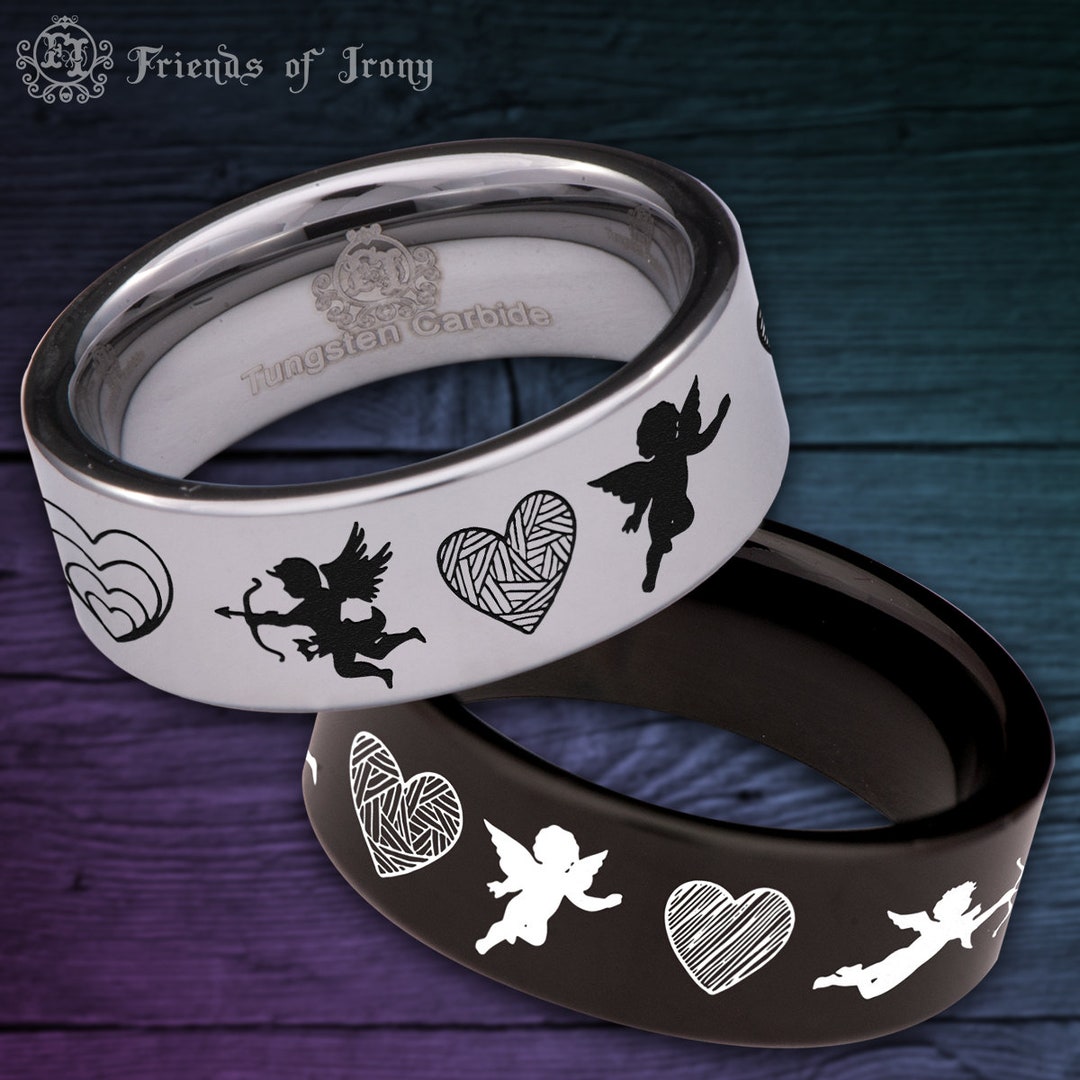Cupid Custom Personalize Laser Engrave Tungsten Wedding Band Ring - Etsy