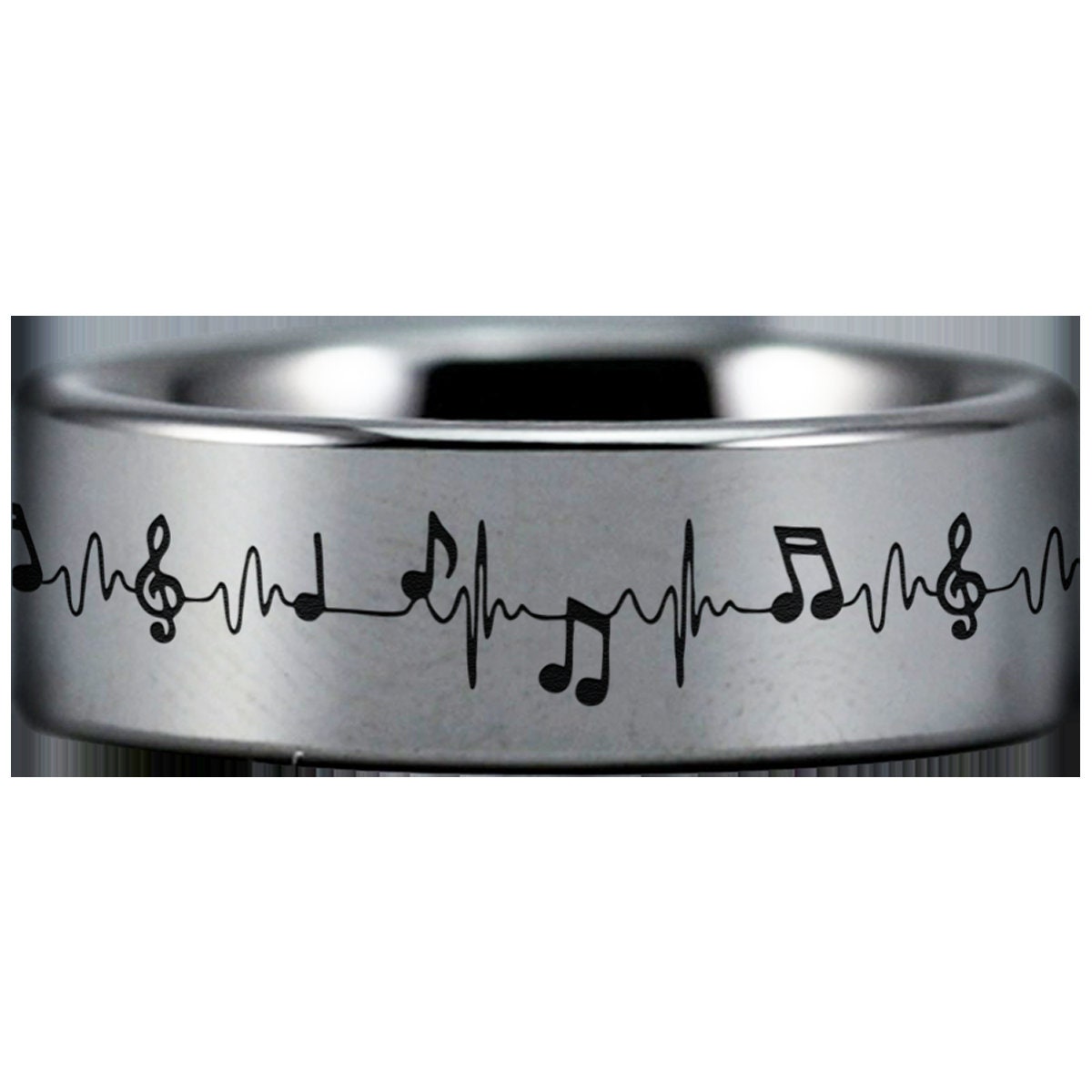 Music Lifeline Custom Personalize Laser Engrave Tungsten Wedding Band ...