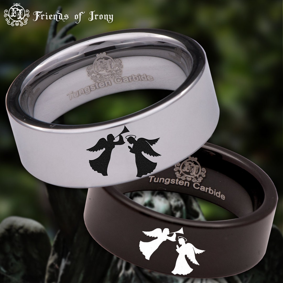 Angel Custom Personalize Laser Engrave Tungsten Wedding Band Ring - Etsy