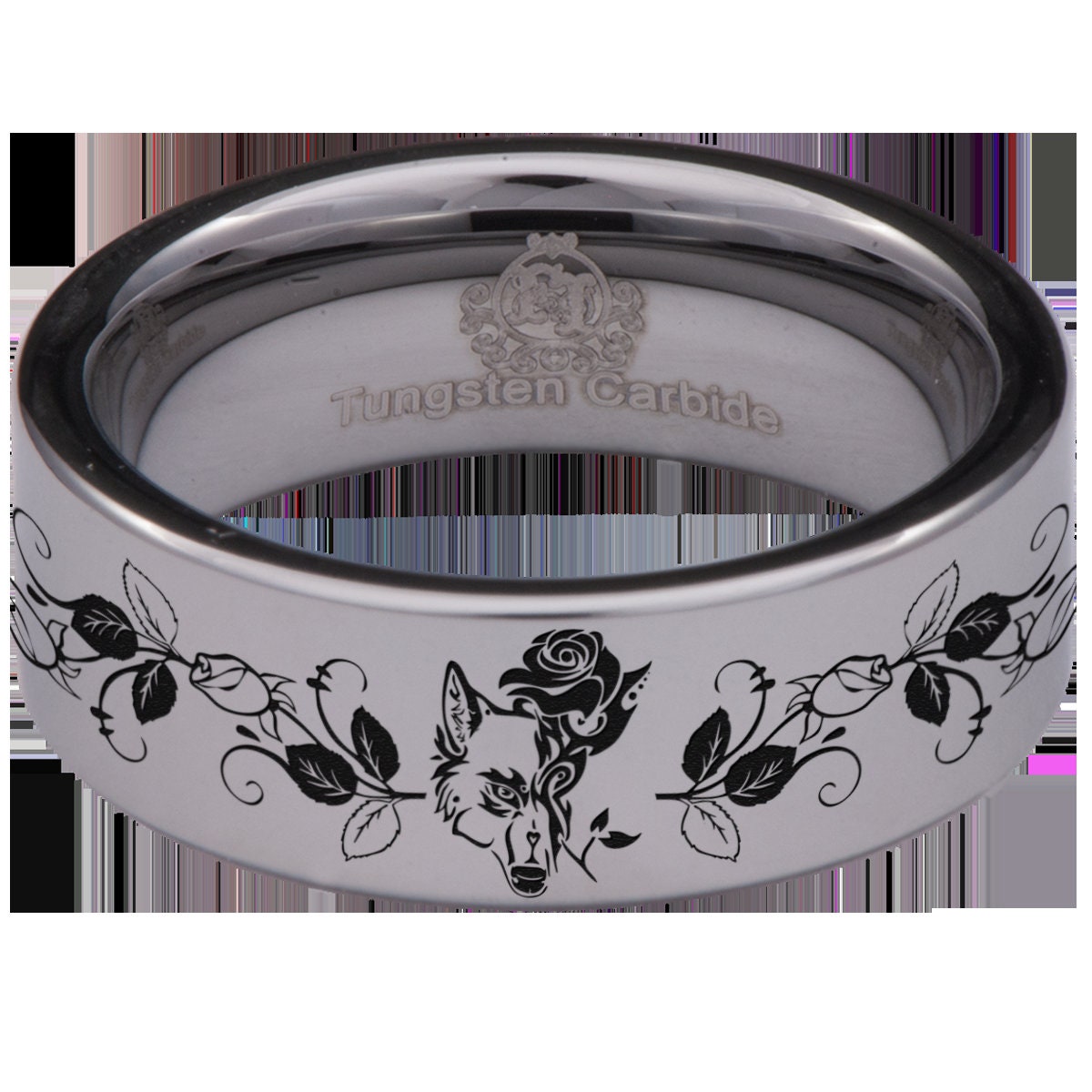 Wolf and Rose Tungsten Carbide Ring - Etsy