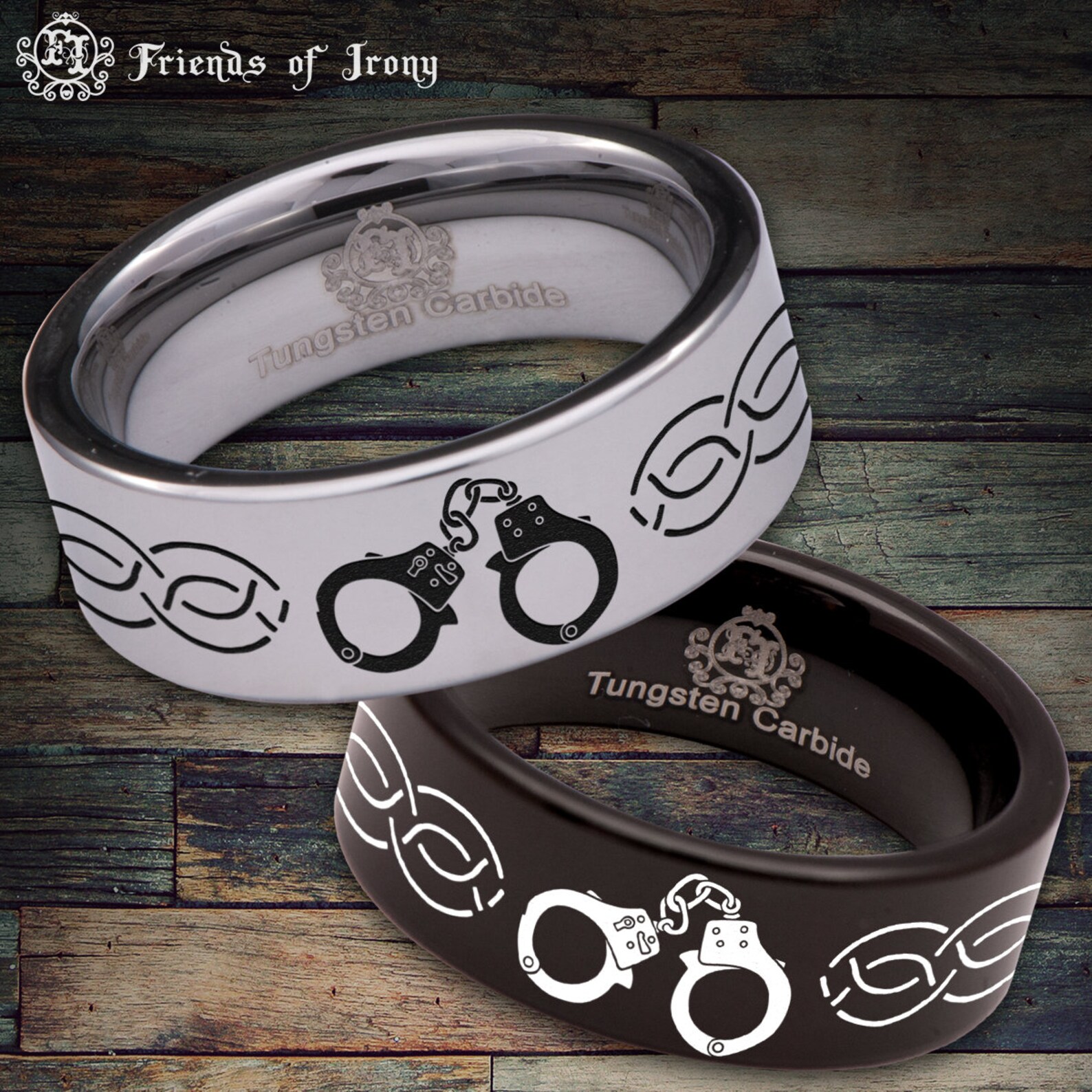 Handcuff Custom Personalize Laser Engrave Tungsten Wedding Band Ring - Etsy