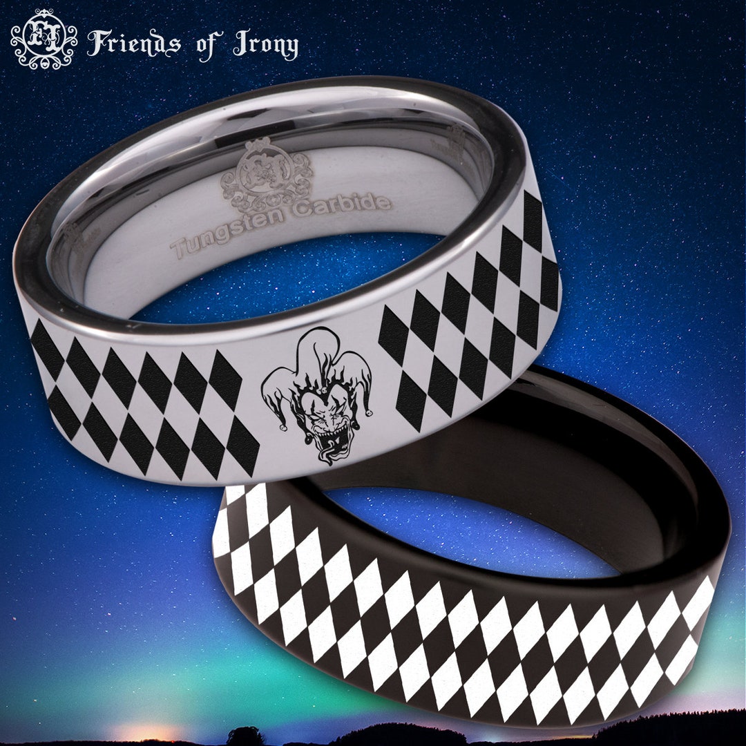 Jester Clown Custom Personalize Laser Engrave Tungsten Wedding Band ...