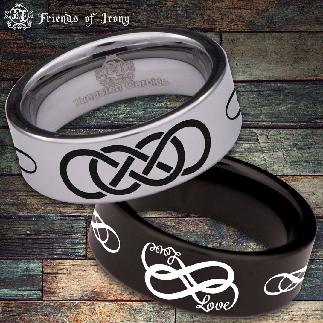 Double Infinity Custom Personalize Laser Engrave Tungsten Wedding Band ...