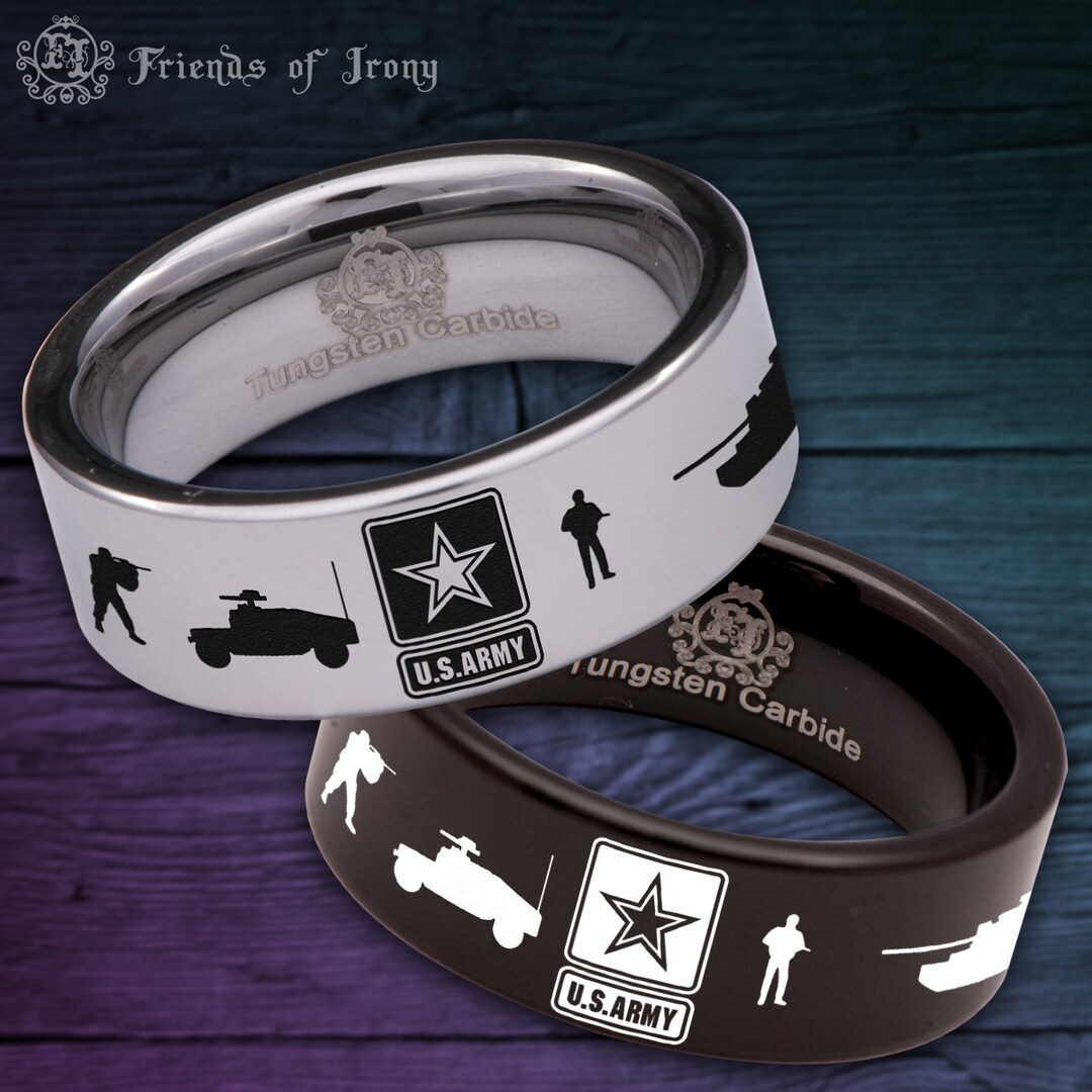 U.S. Army Custom Personalize Laser Engrave Tungsten Wedding Band Ring ...