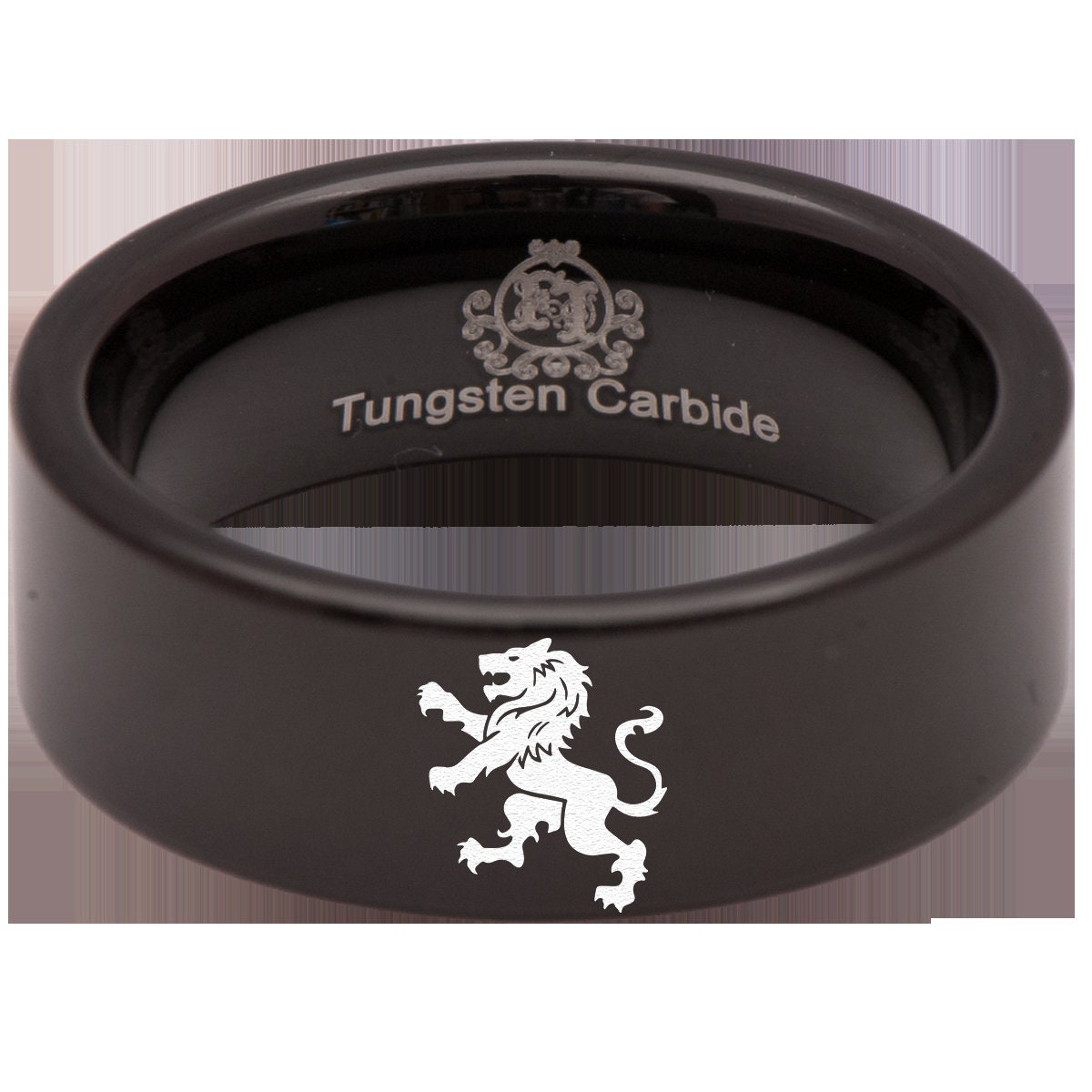 Rampant Lion Custom Personalize Laser Engrave Tungsten Wedding Band ...