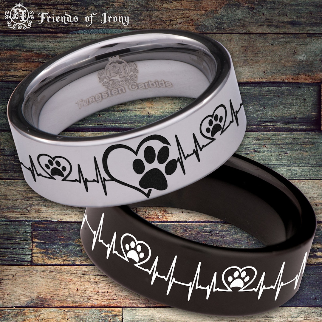 Dog Paw Heart Lifeline Custom Personalize Laser Engrave Tungsten ...