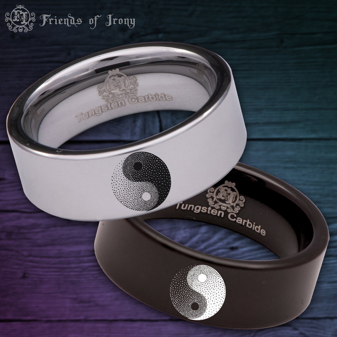 Yin Yang Custom Personalize Laser Engrave Tungsten Wedding Band Ring - Etsy