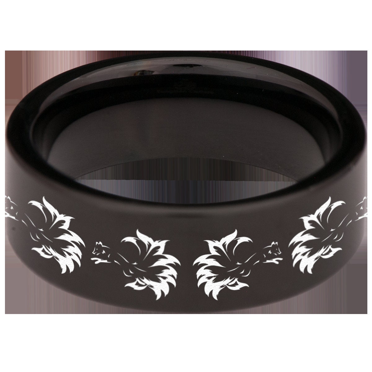 Fox Spirit Custom Personalize Laser Engrave Tungsten Wedding Band Ring ...