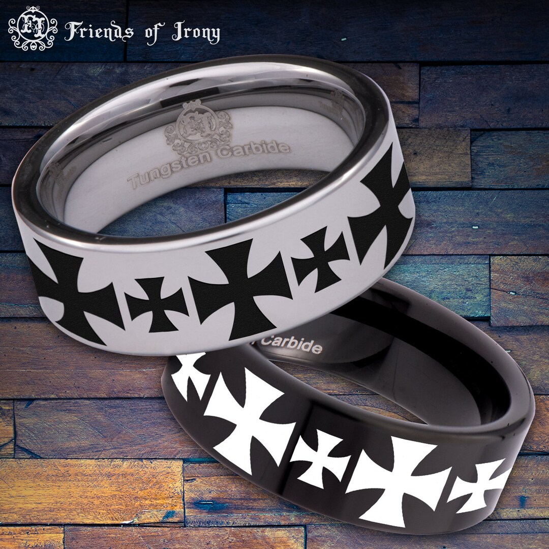 Malta Cross Custom Personalize Laser Engrave Tungsten Wedding Band Ring ...