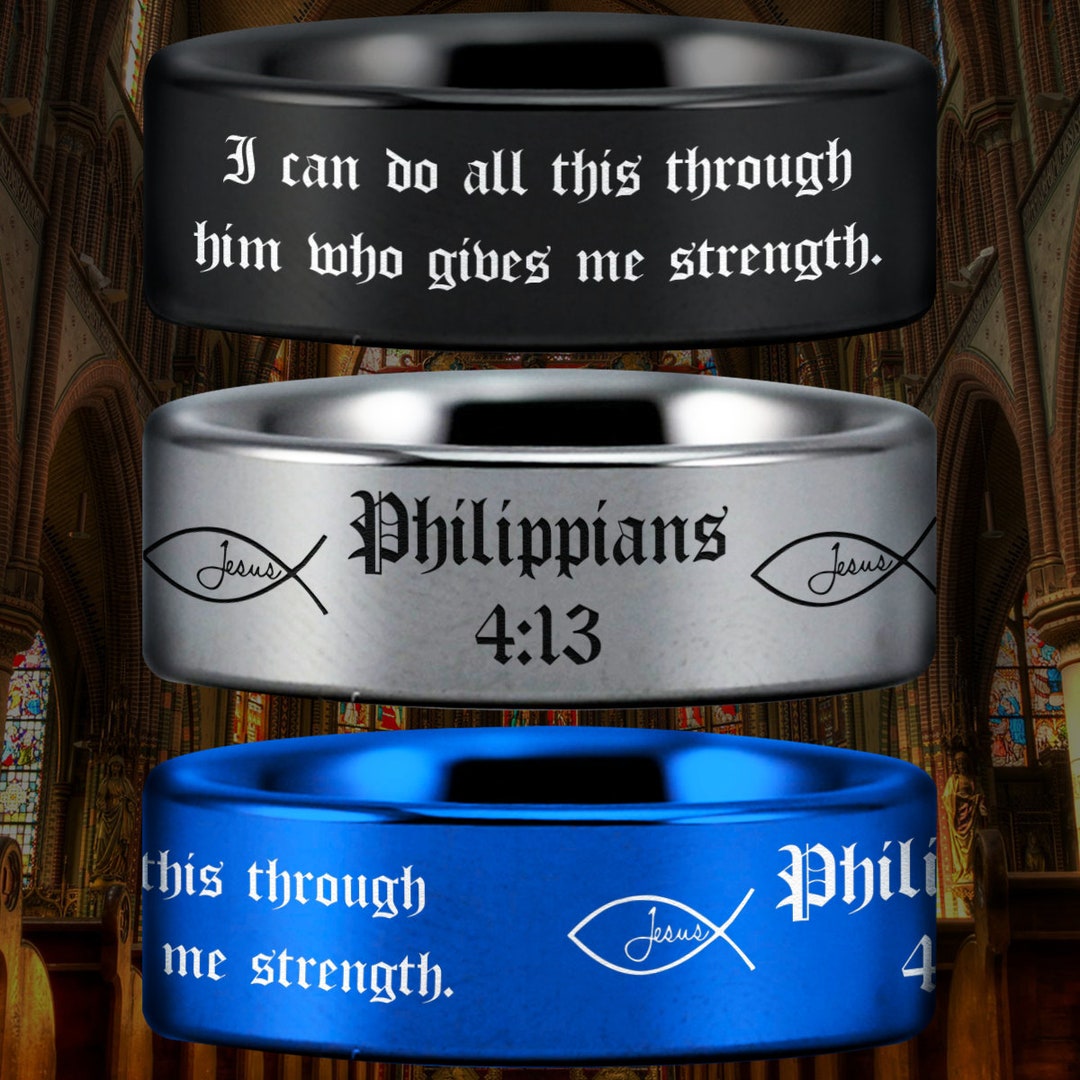 Philippians 4:13 Style 2 Custom Personalize Laser Engrave Tungsten ...