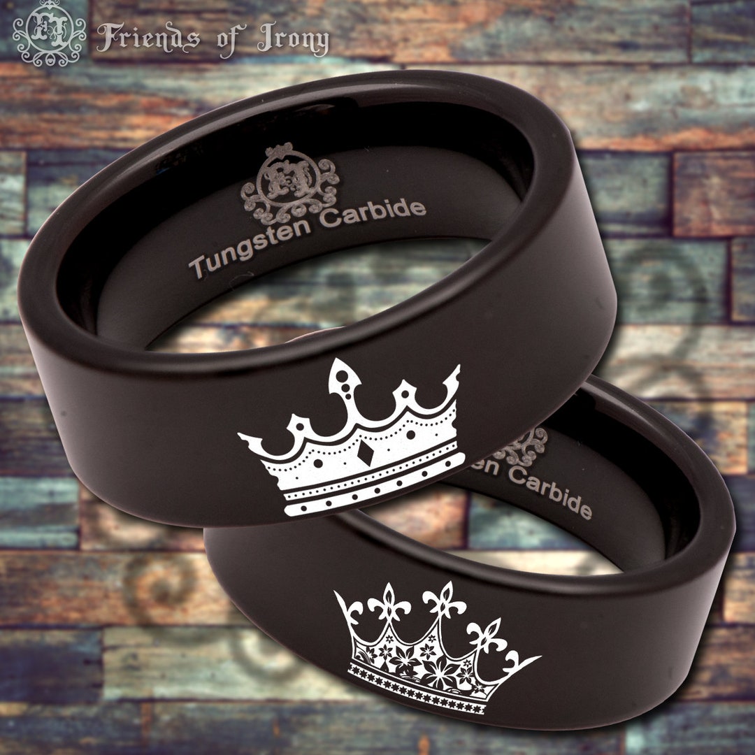 King and Queen Wedding Custom Personalize Laser Engrave Tungsten ...
