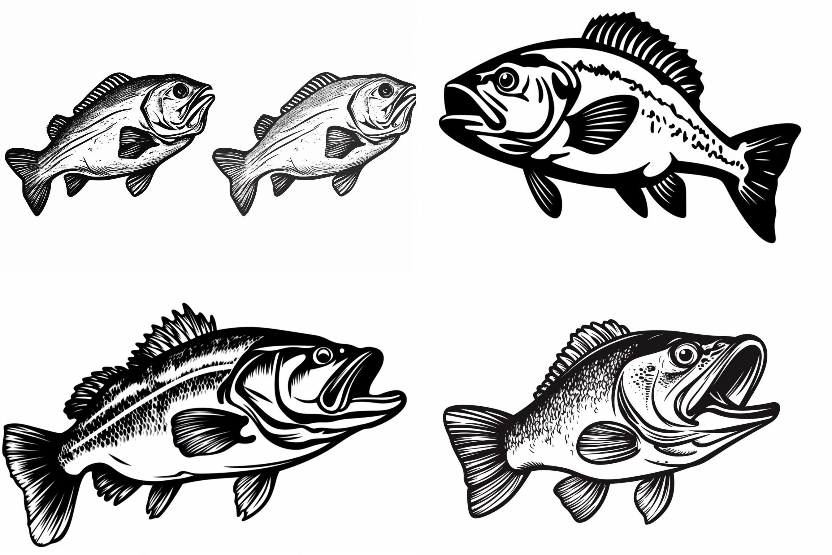 Open Mouth Large Mouth Bass Clip Art Bundle Etsy