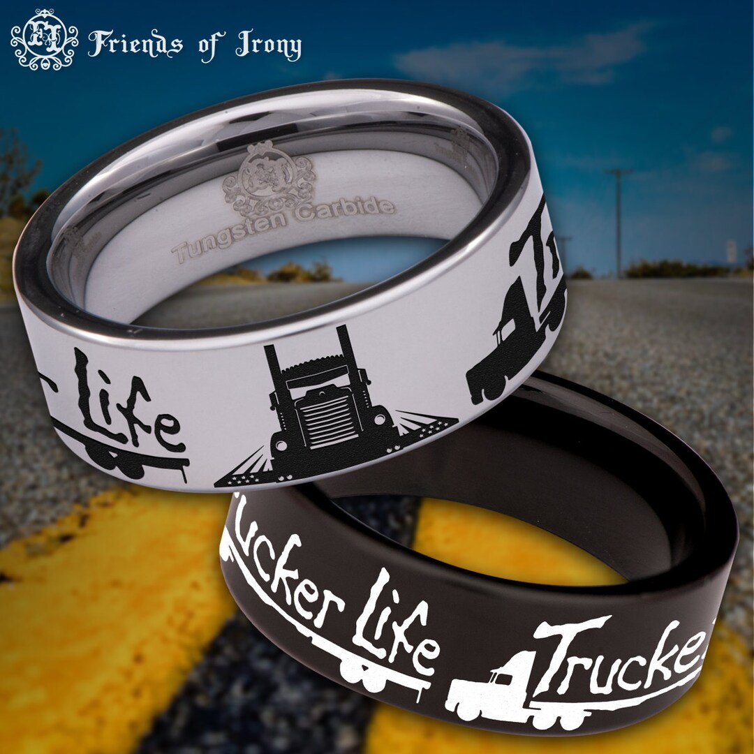 Trucker 4 Life Freighters Big Rig Semi-truck Lorry Driver Tungsten ...
