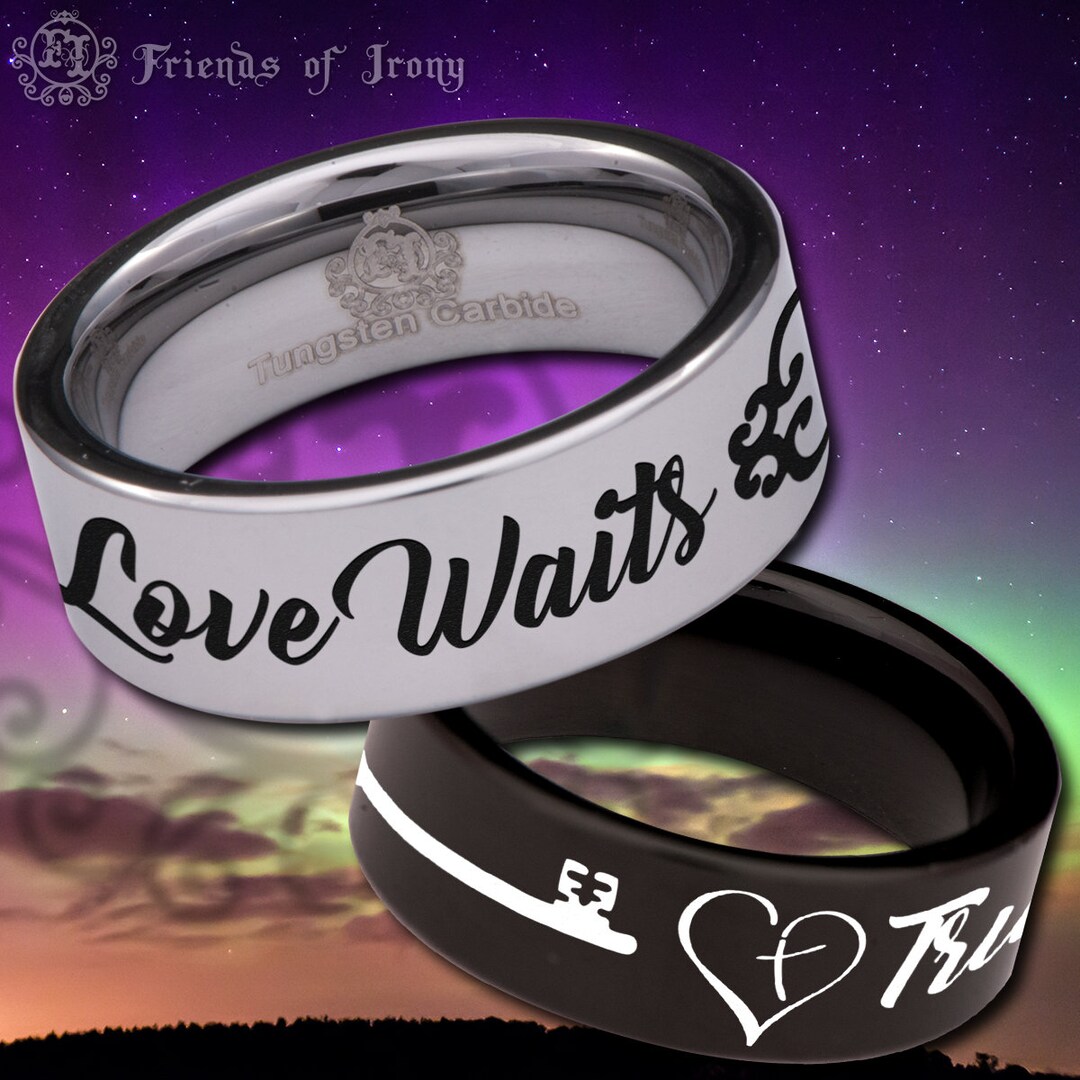 True Love Waits Purity Tungsten Carbide Wedding Band Ring - Etsy