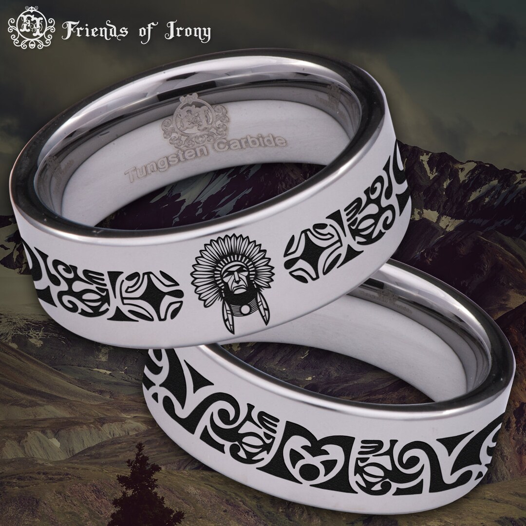 Native American Custom Personalize Laser Engrave Tungsten Wedding Band ...