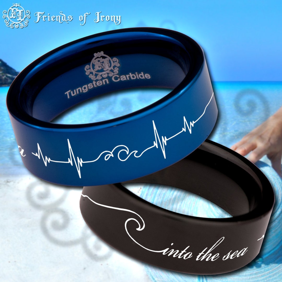 Wave Custom Personalize Laser Engrave Tungsten Wedding Band Ring - Etsy