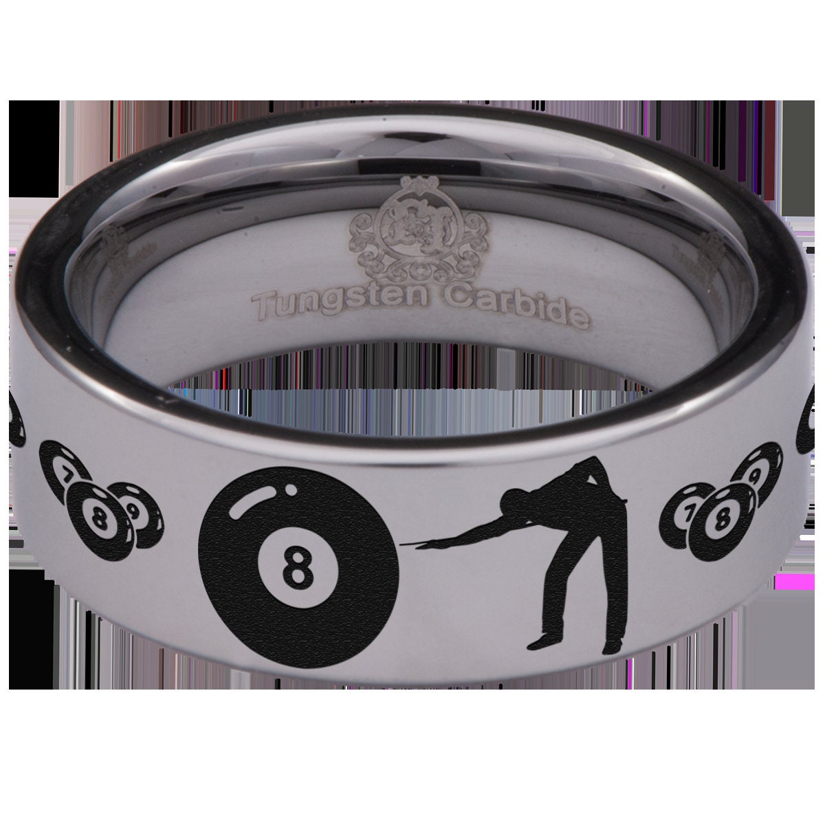 8 Ball Billiards Couple Custom Personalize Laser Engrave Tungsten ...