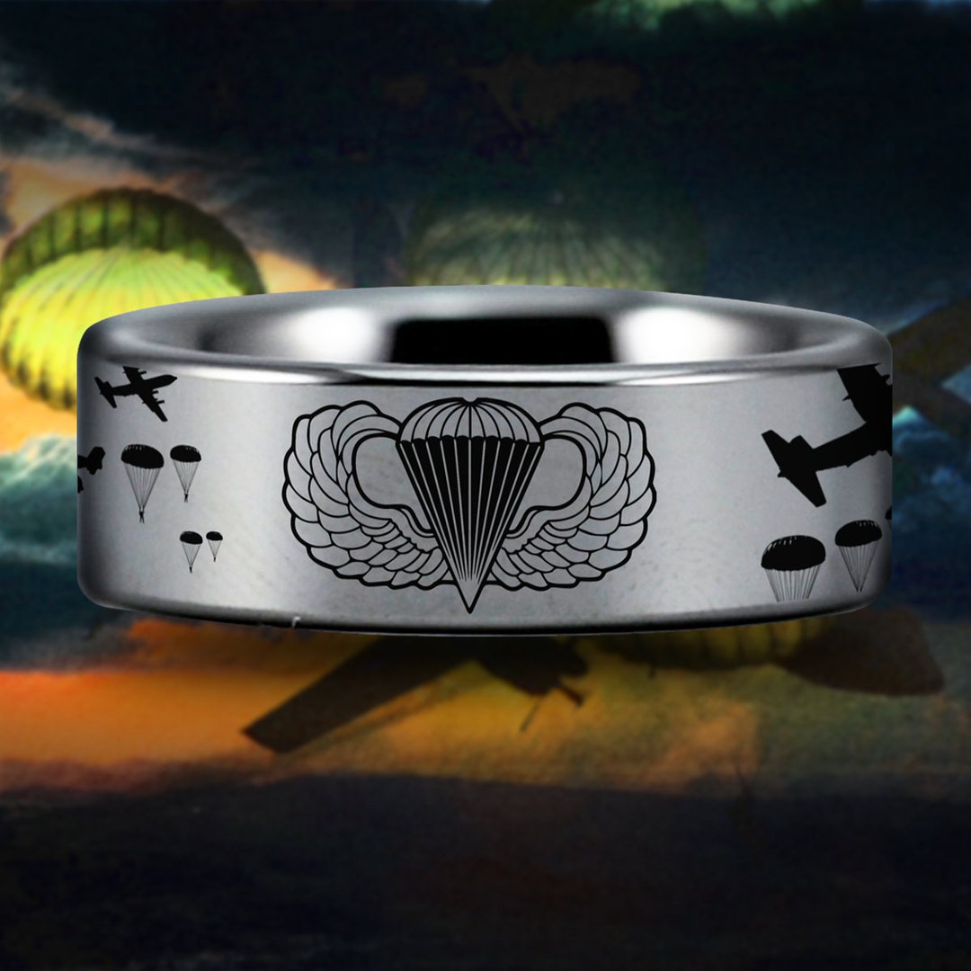 Paratrooper Tungsten Carbide Wedding Band Ring - Etsy