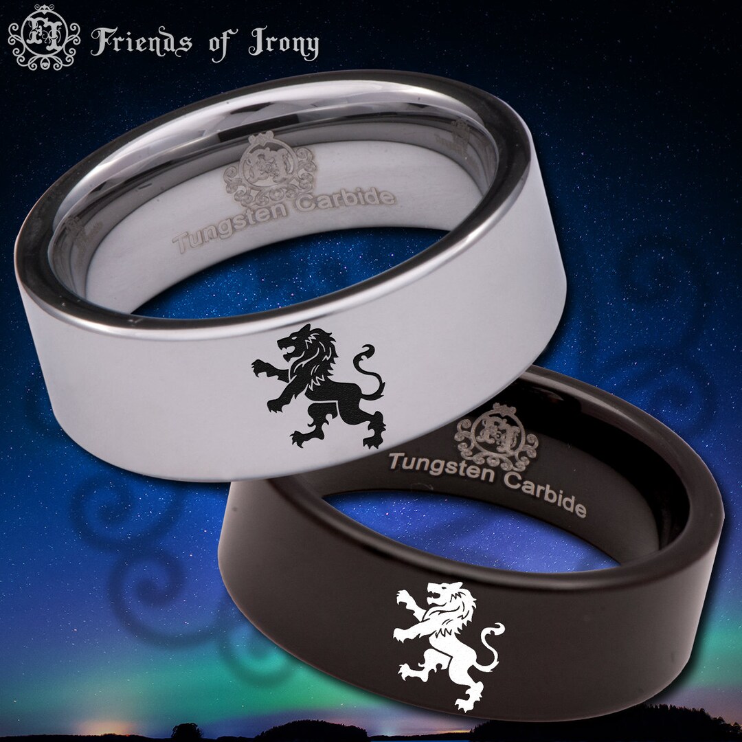 Rampant Lion Custom Personalize Laser Engrave Tungsten Wedding Band ...