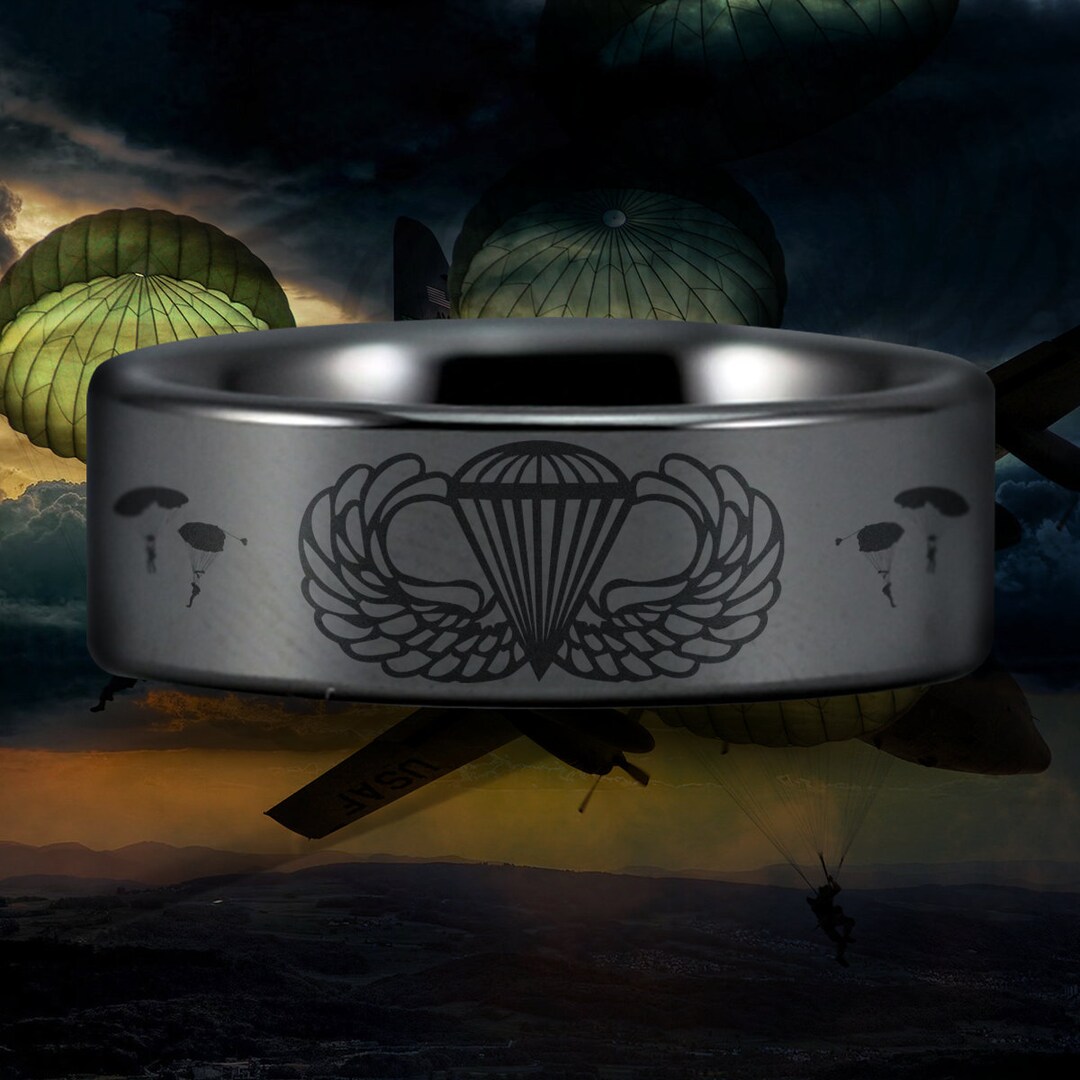 Paratrooper Style 2 Custom Personalize Laser Engrave Tungsten Wedding ...