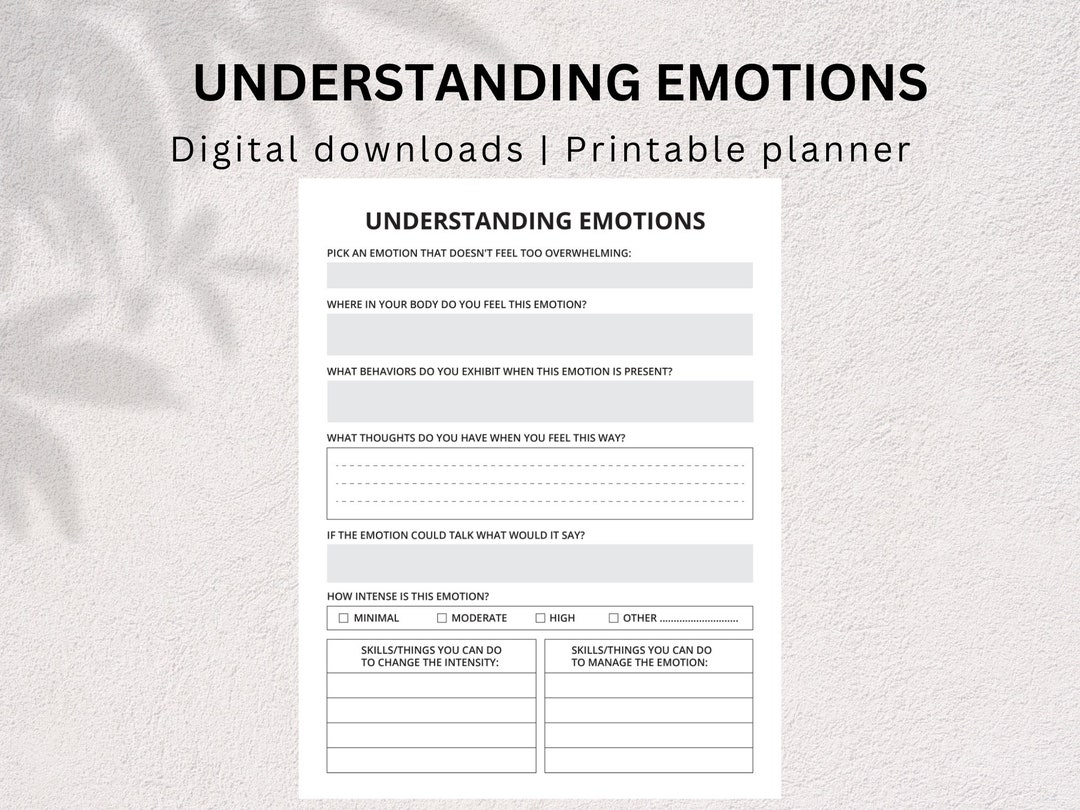 Understanding Emotions Printable Interactive Worksheet Journal Planner ...