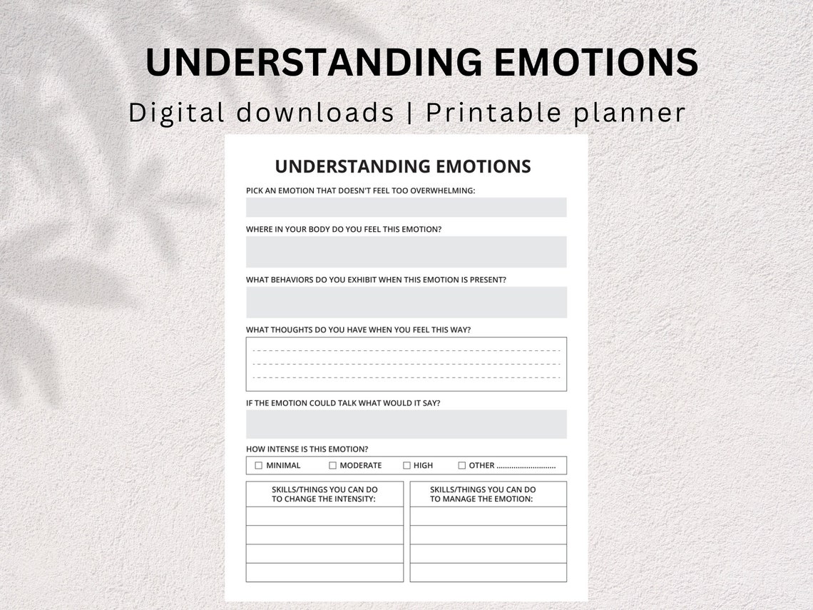 Understanding Emotions Printable Interactive Worksheet Journal Planner ...