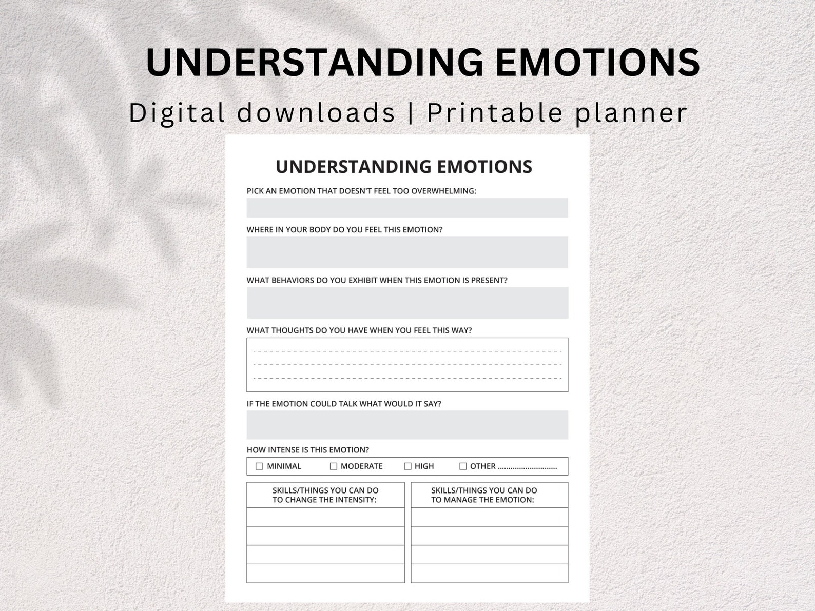 Understanding Emotions Printable Interactive Worksheet Journal Planner ...