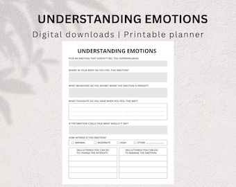 Understanding Emotions Printable Interactive Worksheet Journal Planner ...