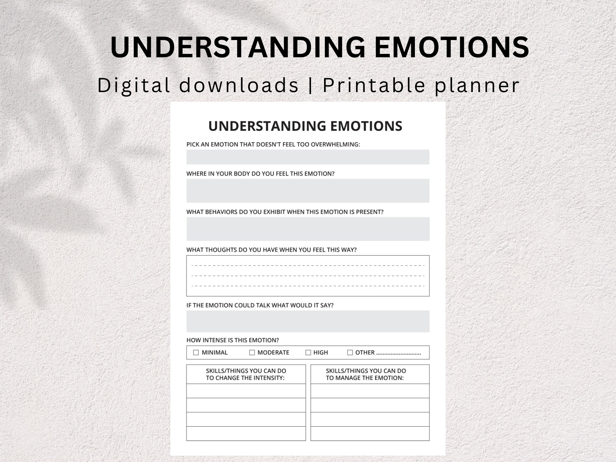 Understanding Emotions Printable Interactive Worksheet Journal Planner ...