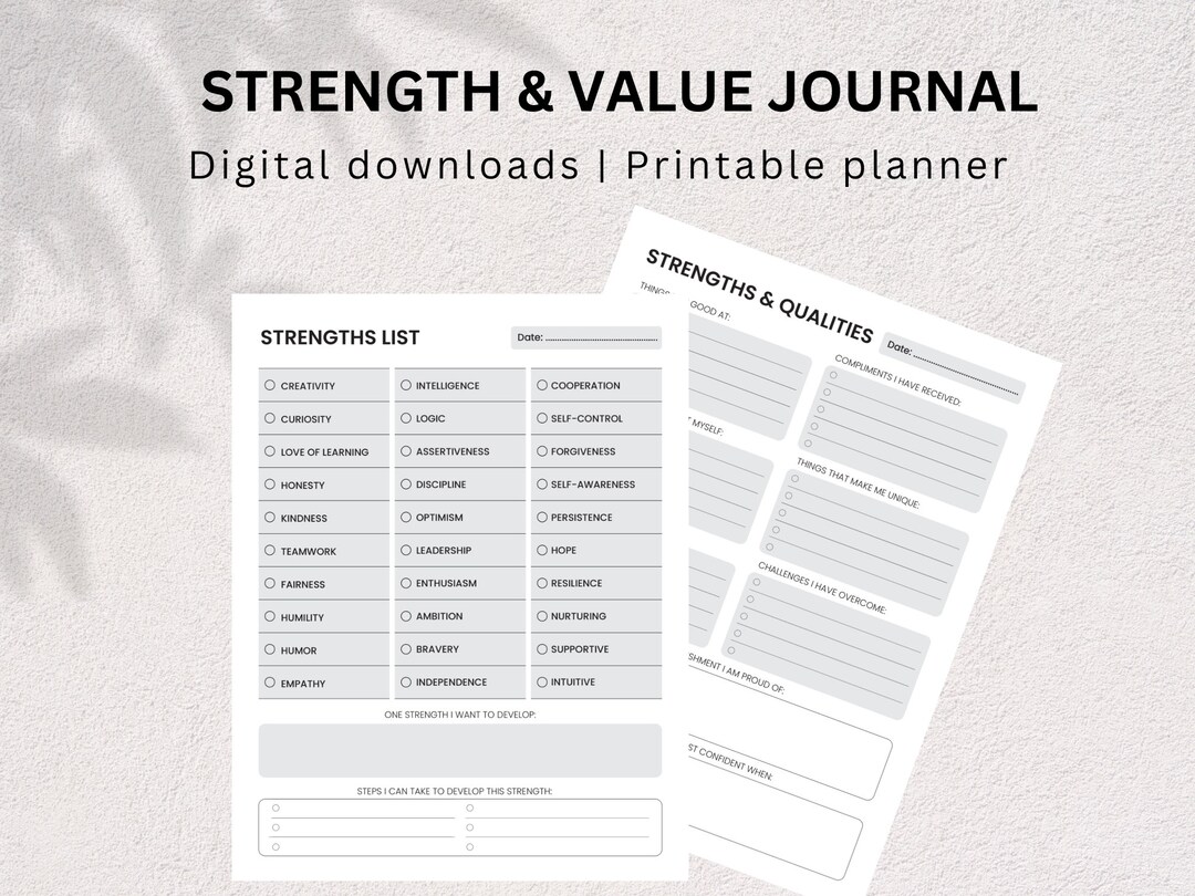 Strength & Value Journal, Strengths, Values, and Positive ...