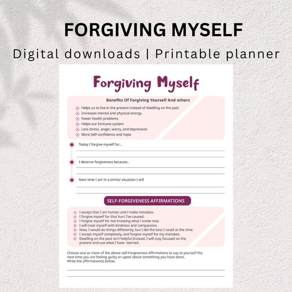 Forgiveness Worksheet Therapy - Etsy