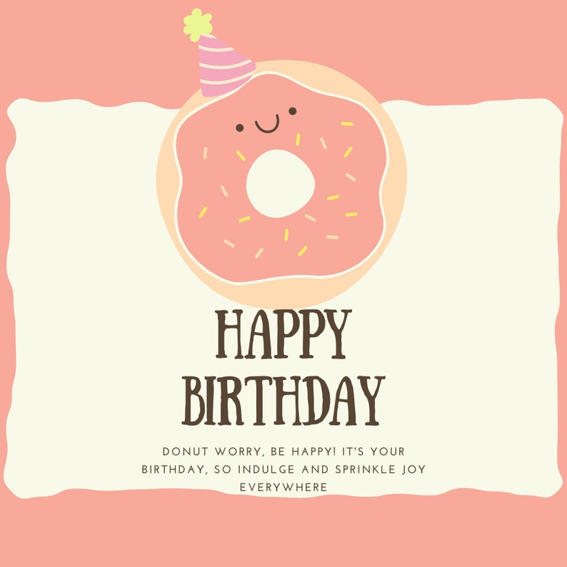 Funny Donut Happy Birthday Card - Etsy