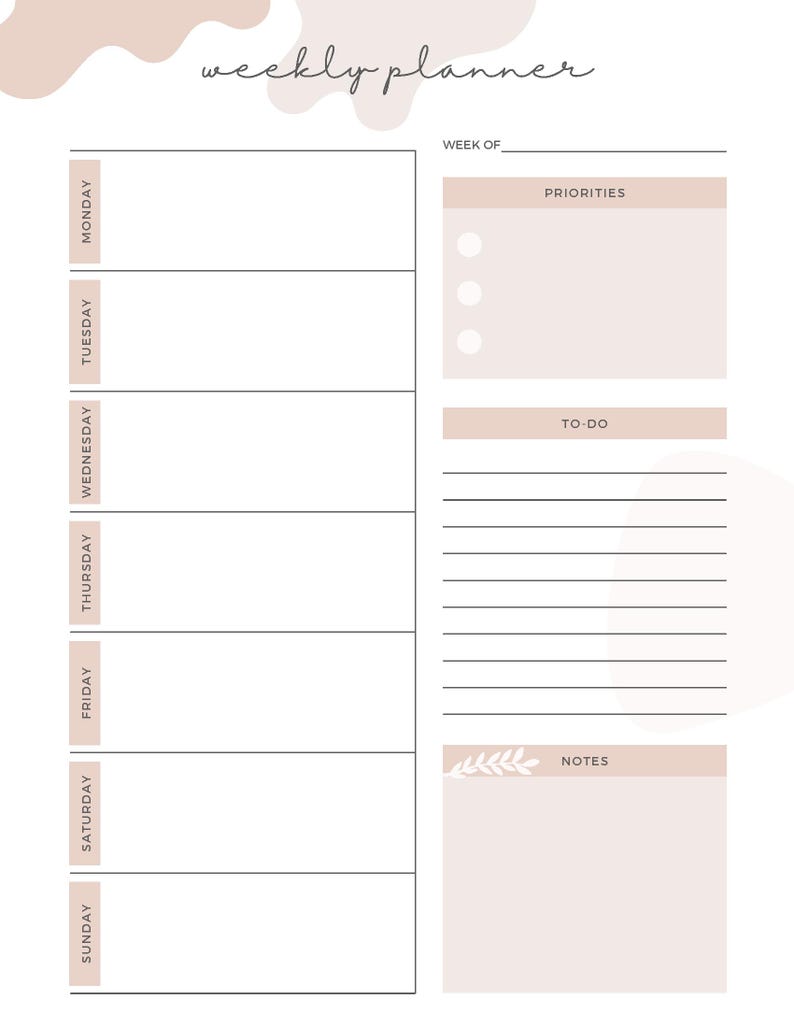 Simple Aesthetic Weekly Planner - Etsy